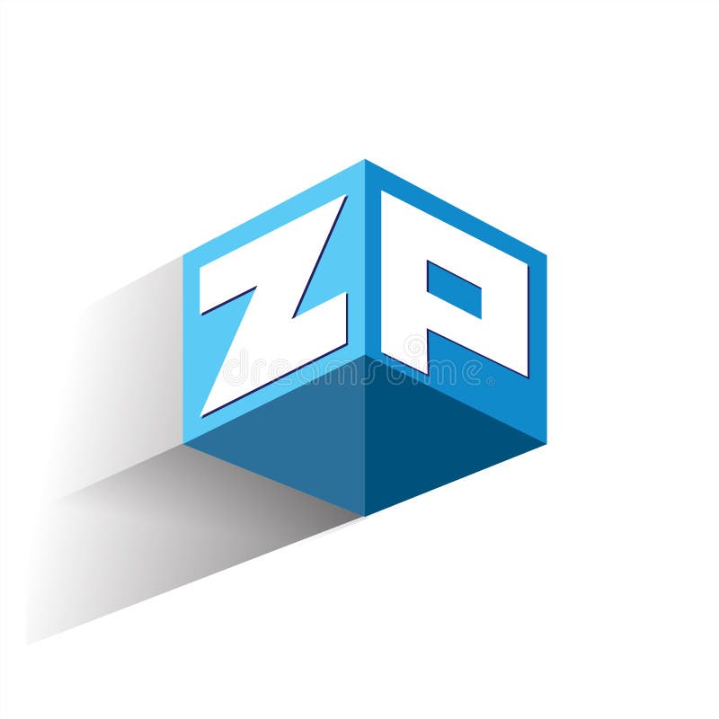 Letter ZP Logo in Hexagon Shape and Blue Background, Cube Logo with ...