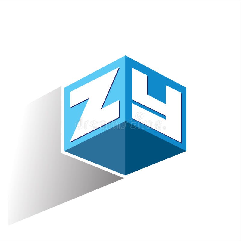 Letter ZY Logo in Hexagon Shape and Blue Background, Cube Logo with ...