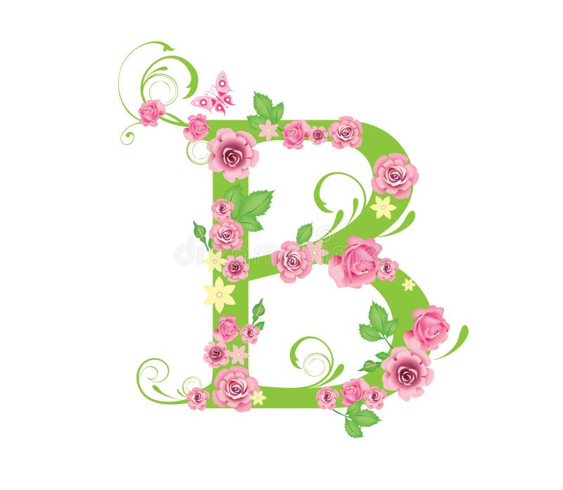 Lettera R con le rose illustrazione vettoriale. Illustrazione di ...