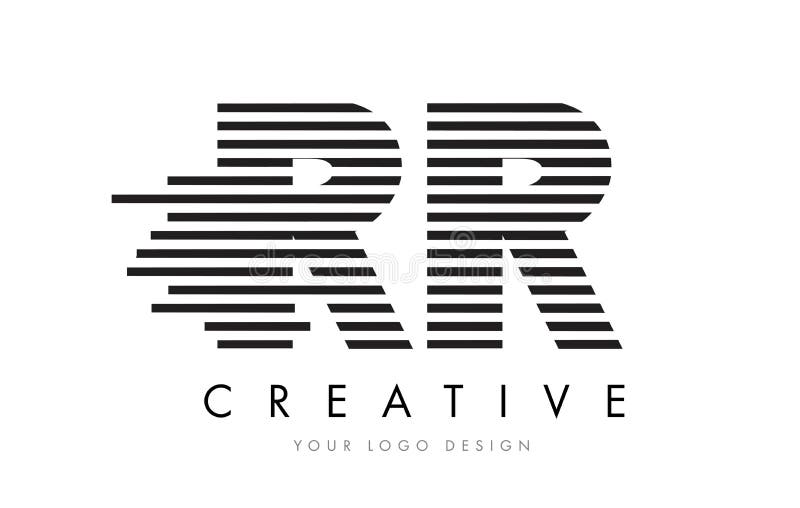 Lettera Logo Design Della Zebra Di RR R Con Le Bande in Bianco E Nero ...