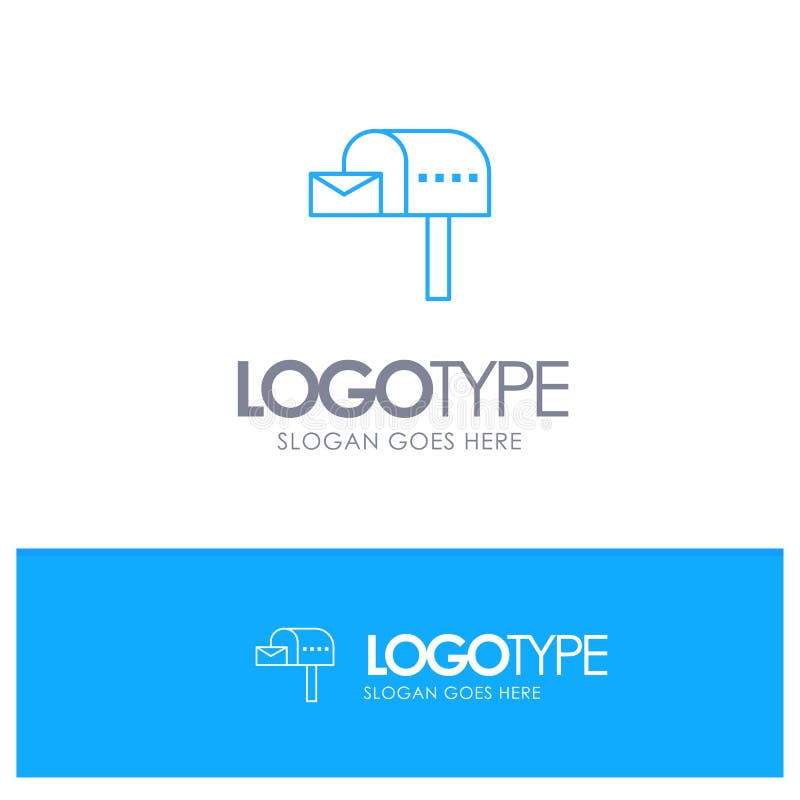 Letterbox, Email, Mailbox, Box Blue OutLine Logo with Place for Tagline ...