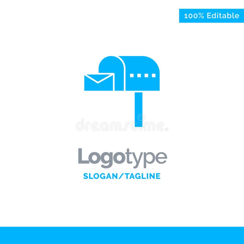 Letterbox, Email, Mailbox, Box Blue Solid Logo Template. Place for ...