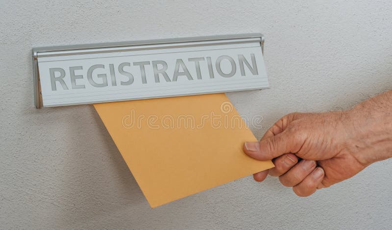 A Letterbox with the Inscription Registration Stock Photo - Image of ...