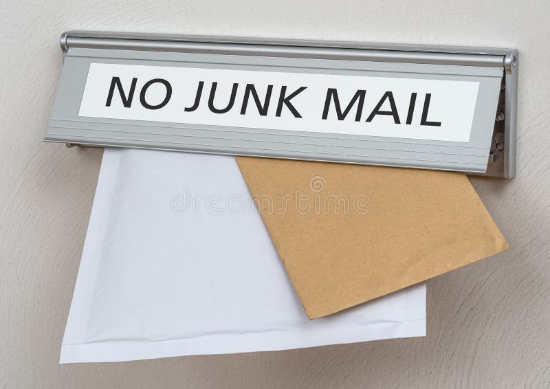 A Letterbox with the Label No Junk Mail Stock Photo - Image of postal ...