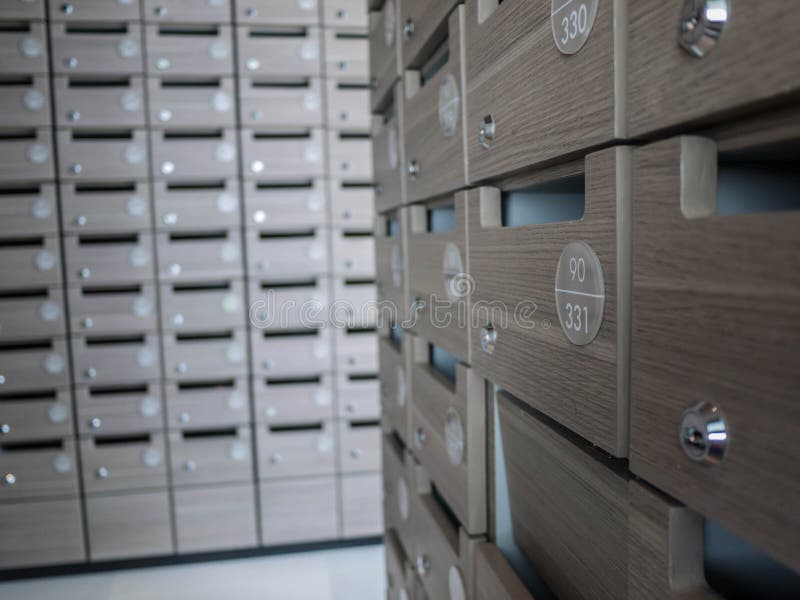 Mail Room Sign Board on the Wood Background at Condominium Stock Photo ...