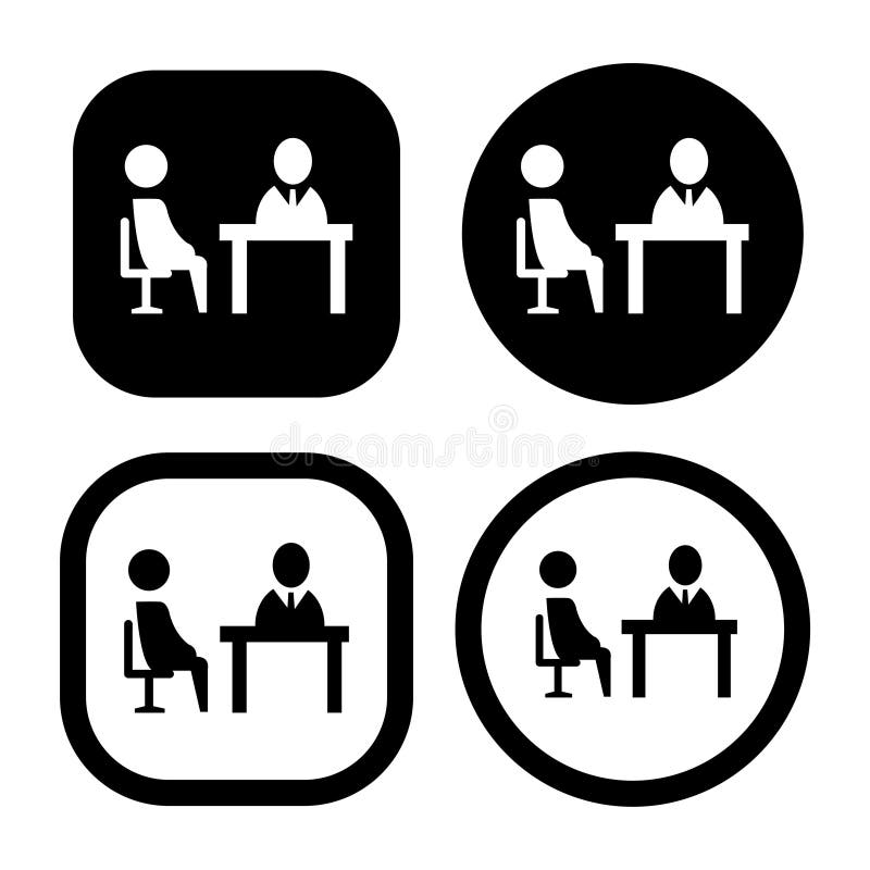 Business Interview or Interogation Icon or Symbol. Two Stick People ...