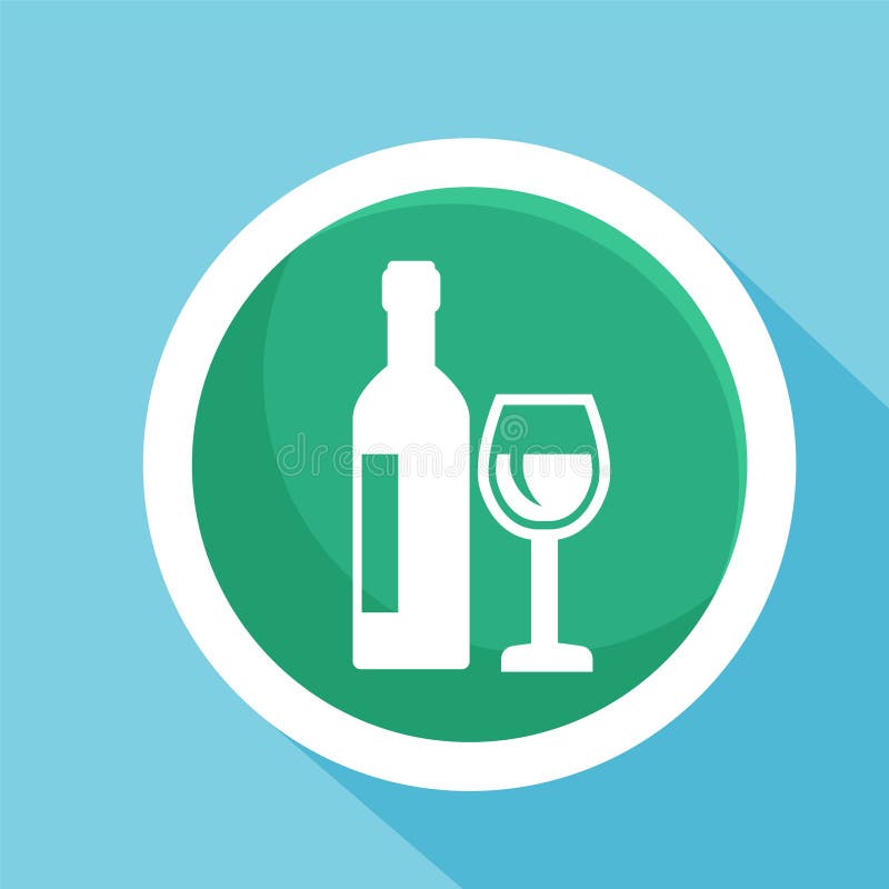 Wine, Champagne Bottle, and a Red Wine Glass Icon Sign Symbol Vector ...