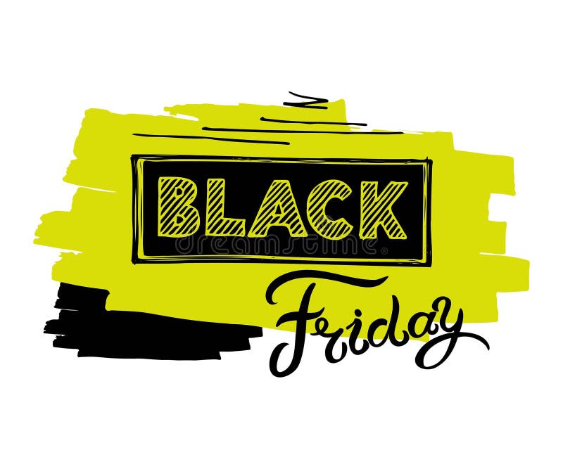 Lettering Black Friday Made in Black, Yellow Stock Vector ...