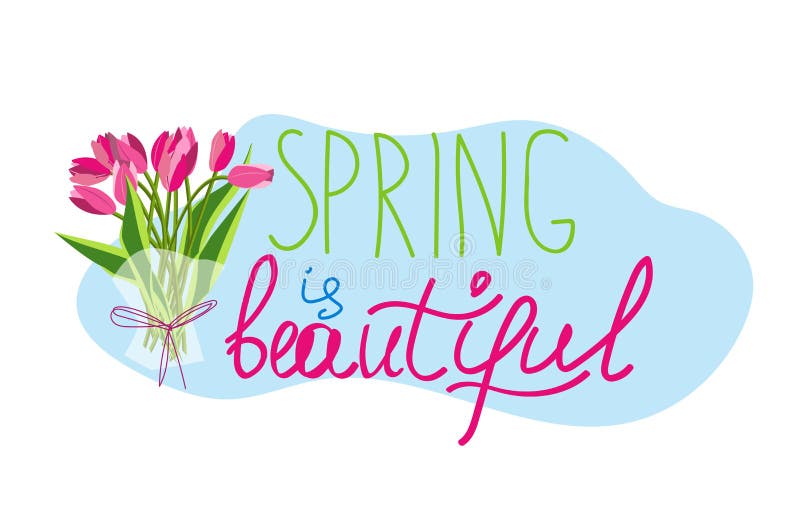 Lettering in a Blue Bubble Spring is Beautiful Stock Vector ...