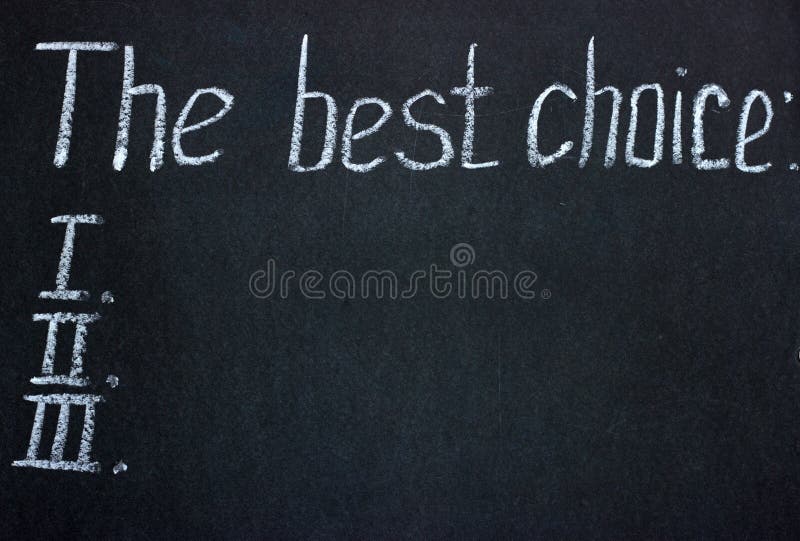 Lettering on Chalkboard `the Best Choice` with Distribution of Items ...