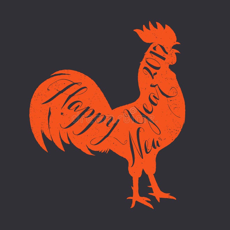 Lettering Congratulation on the Rooster S Body, Symbol of 2017. Print ...