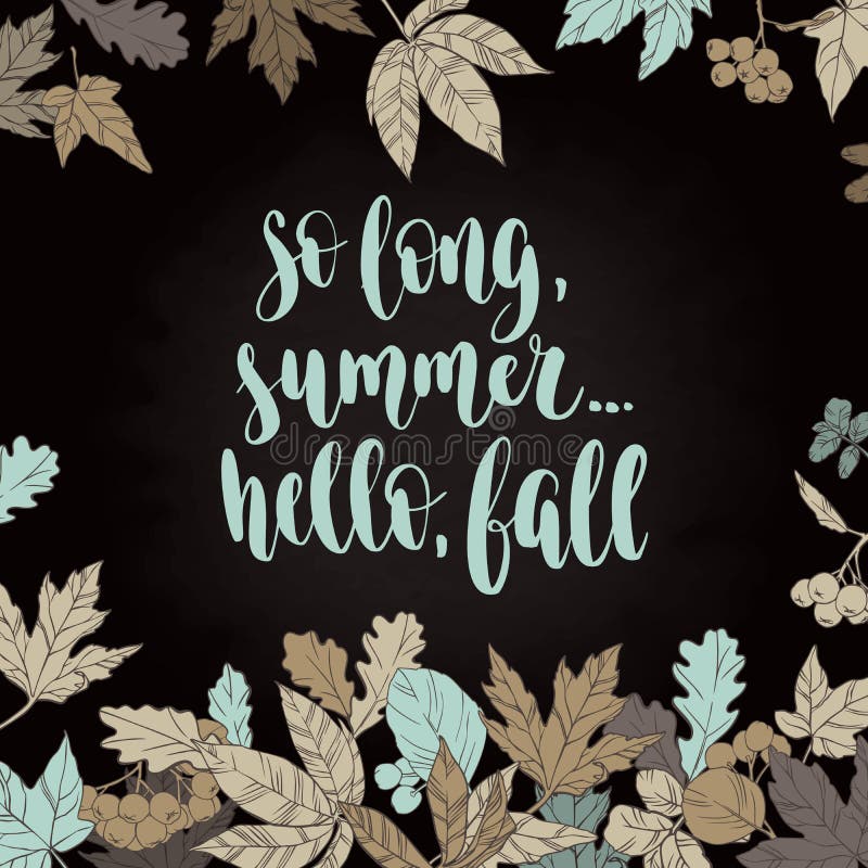 Fall Handwritten Brush Calligraphy and Autumn Leaves and Berries. Stock ...