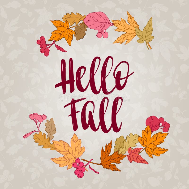 Fall Handwritten Brush Calligraphy Quote and Autumn Motives. Lettering ...