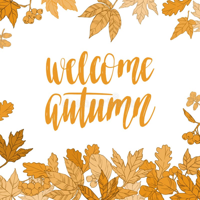 Fall Handwritten Brush Calligraphy Quote and Autumn Motives. Lettering ...