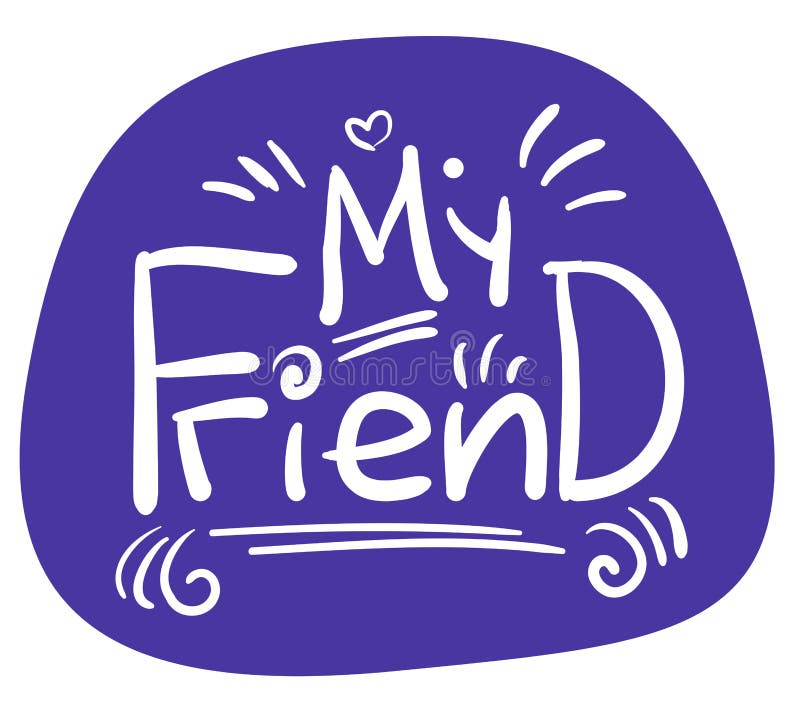 Lettering Doodle Friendship - Blue Sign Stock Illustration ...