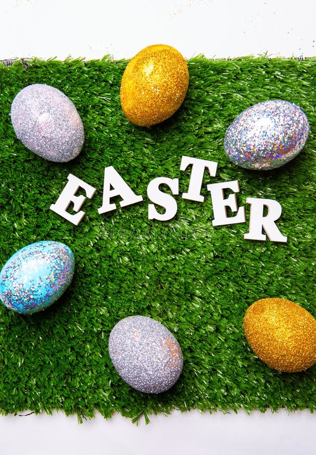 Lettering for Easter with Eggs Stock Image - Image of basket, happy ...