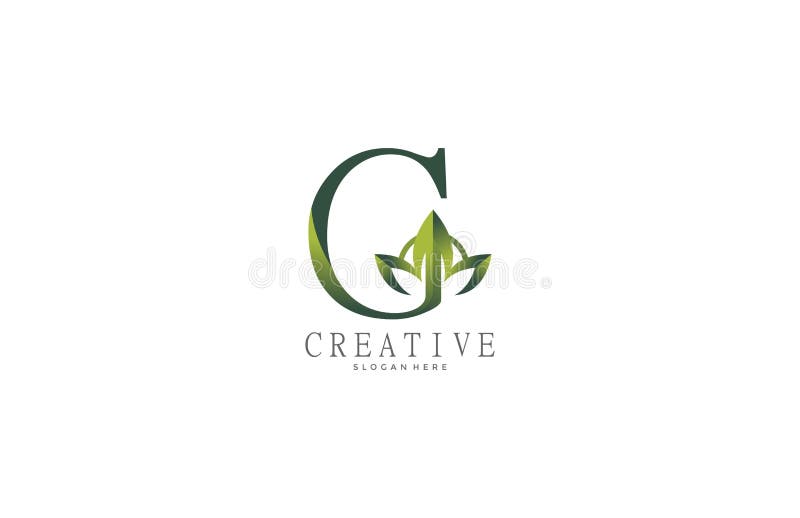 Lettering Green Floral Modern Logotype Letter G Stock Illustration ...