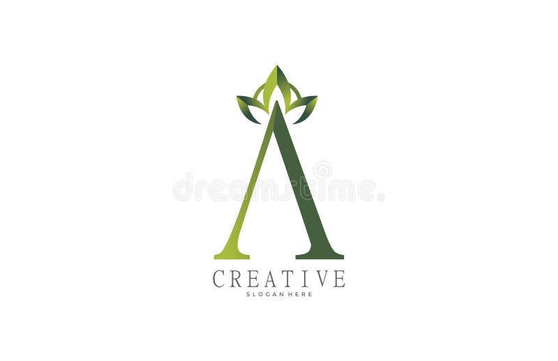 Lettering Green Floral Modern Logotype Letter a Stock Illustration ...