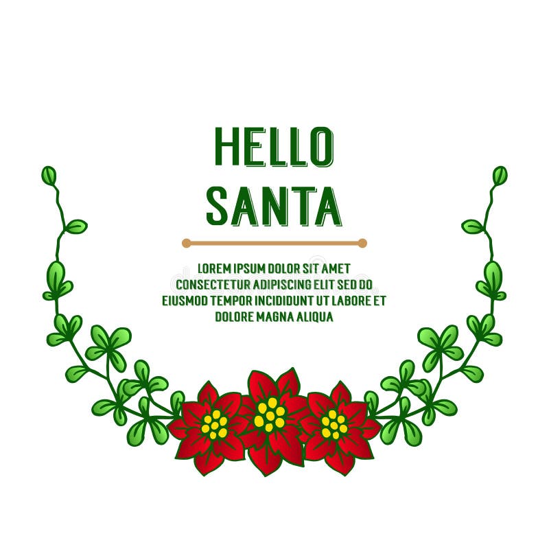 Lettering Hello Santa, with Drawing of Red Wreath Frame. Vector Stock ...