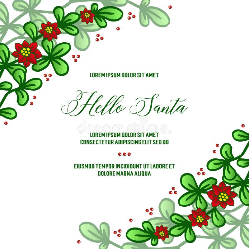 Lettering Hello Santa, with Drawing of Red Wreath Frame. Vector Stock ...