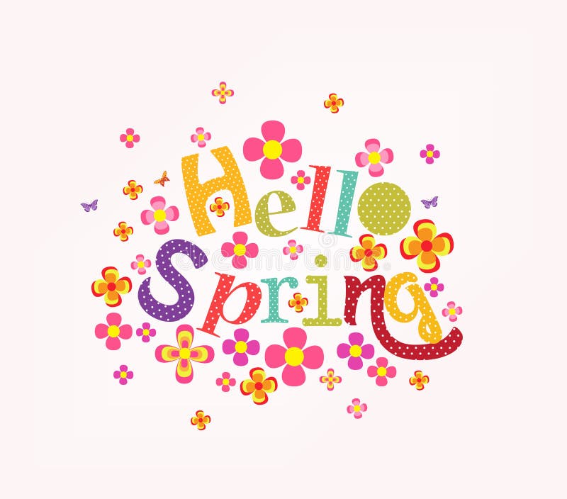 Lettering Hello Spring with Decorative Flower Element 1 Stock Vector ...