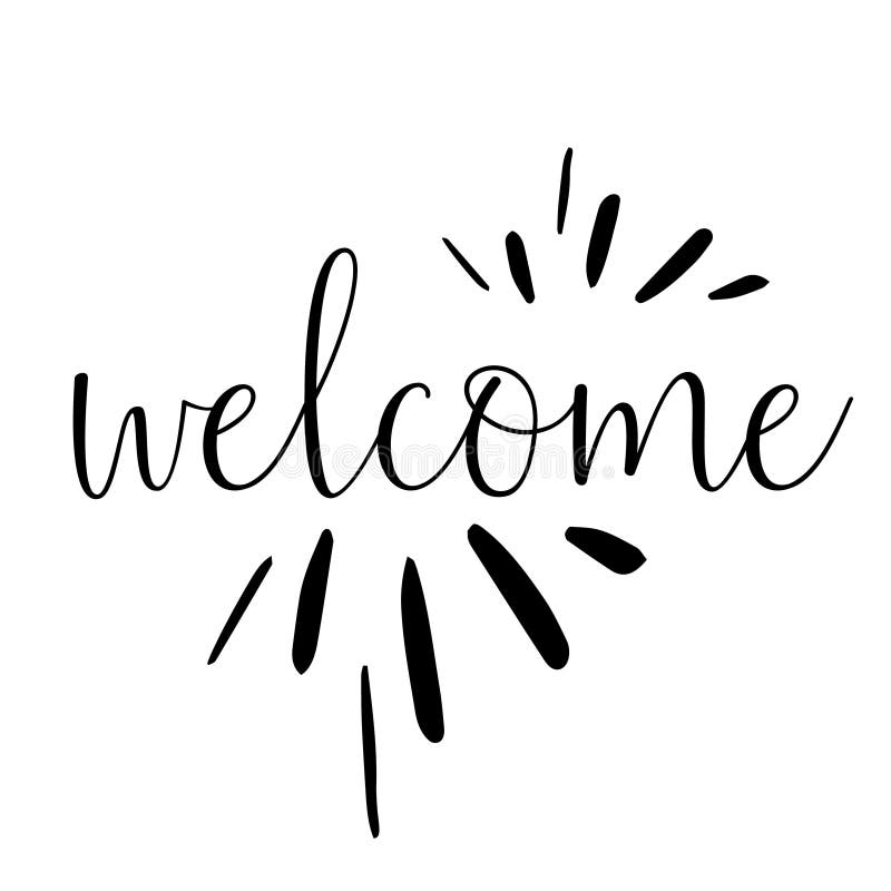 Lettering Hello Welcome Wrote by Brush. Hello Welcome Calligraphy Stock ...