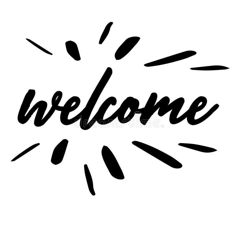 Lettering Hello Welcome Wrote by Brush. Hello Welcome Calligraphy Stock ...