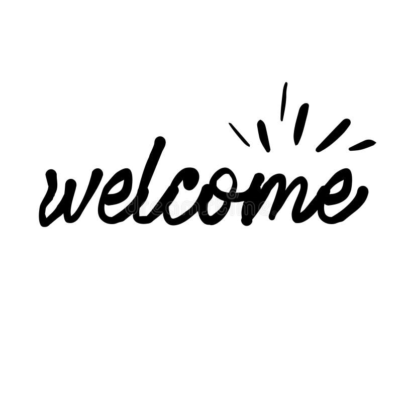 Lettering Hello Welcome Wrote by Brush. Hello Welcome Calligraphy Stock ...