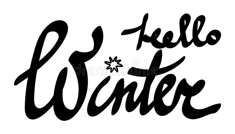 Lettering Hello Winter Handwritten. Isolated Vector on White Background ...