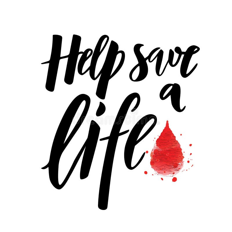 Lettering Help Save a Life Typographic Composition with Watercolor Drop ...