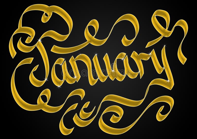 Lettering Of January With Different Letters In Yellow And Purple With ...