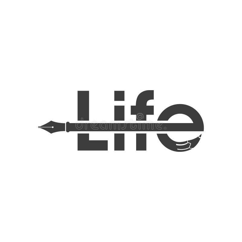 Lettering Life with Pen Logo Icon Template Stock Vector - Illustration ...
