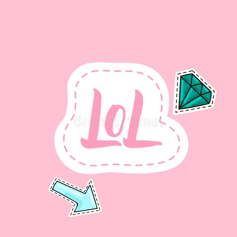 Lettering LOL with Arrow and Diamond Stickers Stock Vector ...