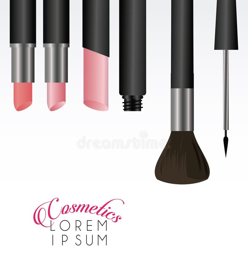 Lettering and Makeup Cosmetics in White Background Stock Vector ...