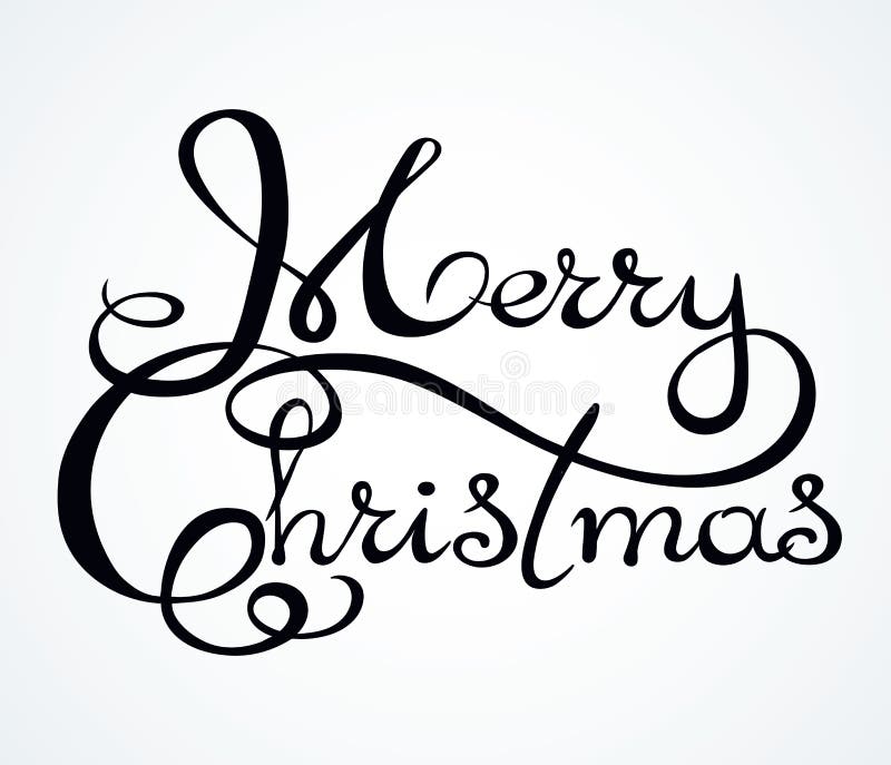 Lettering Merry Christmas. Vector Drawing Stock Vector - Illustration ...