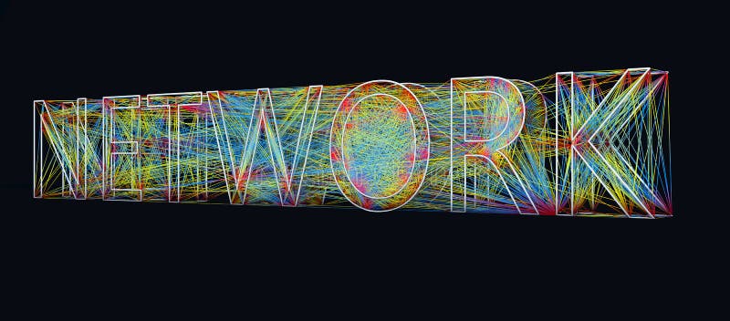 Lettering Network, Letters Connected with Colored Lines Stock ...
