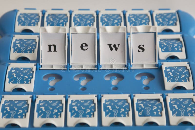 Lettering News on Paper on Blue Table Game Stock Image - Image of ...