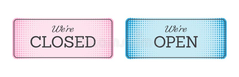 Lettering we are Open Closed for a Door Sign Stock Vector ...