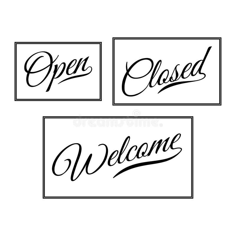 Lettering Open Closed and Welcome Door Sign for Element Design Stock ...