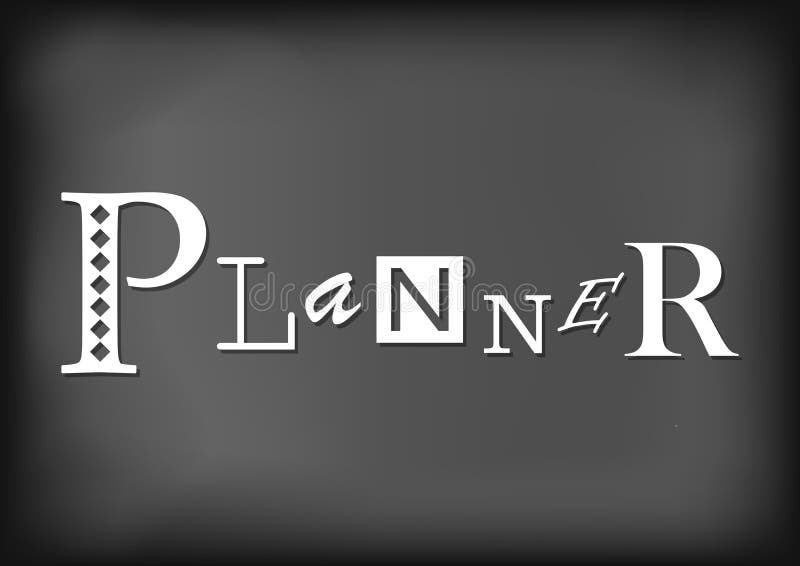 Lettering of Planner with Different Letters in White on Blackboard ...