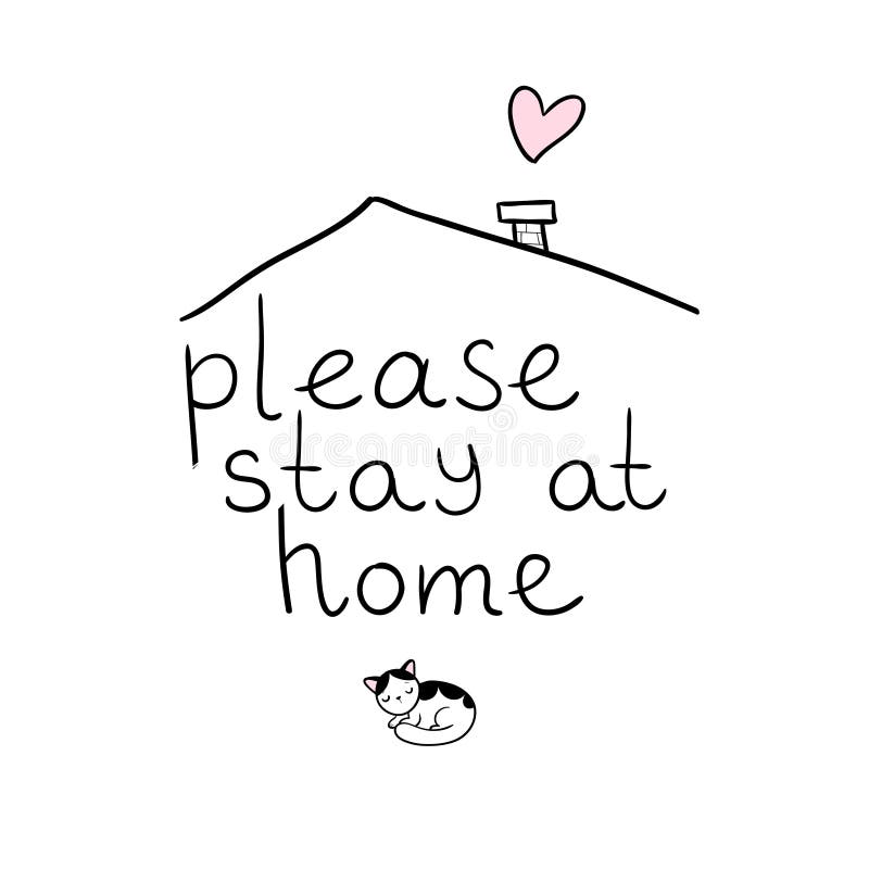 Lettering Please Stay at Home on White Background Stock Vector ...