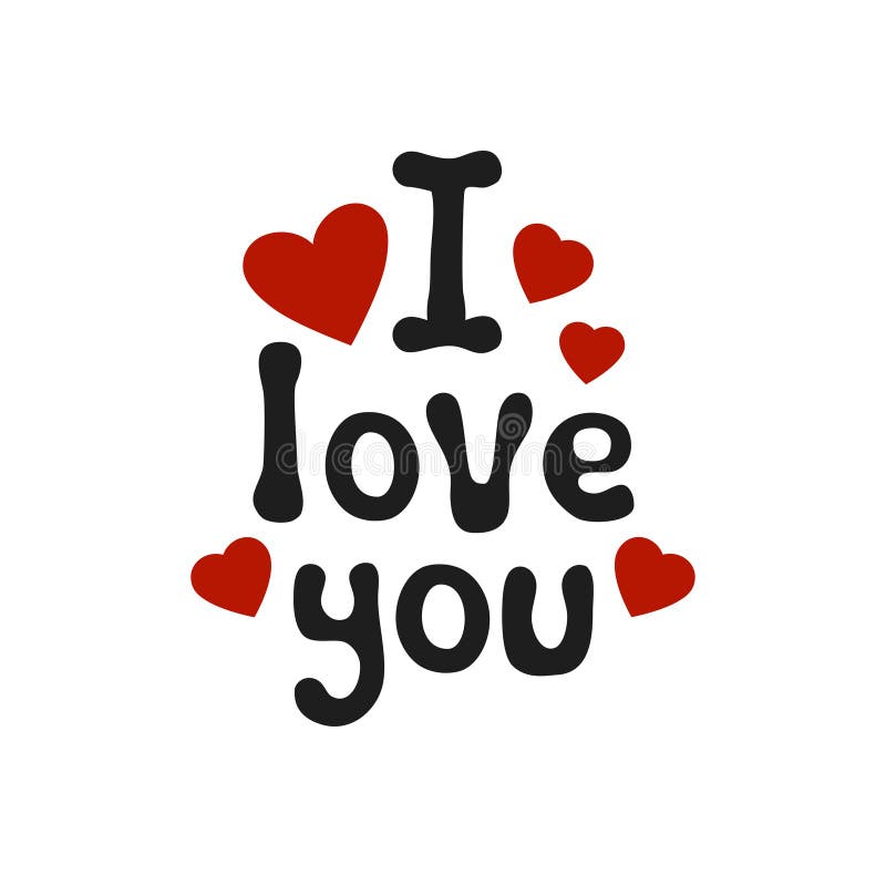 Lettering Romantic Phrase I Love You Handdrawn Decorative Element