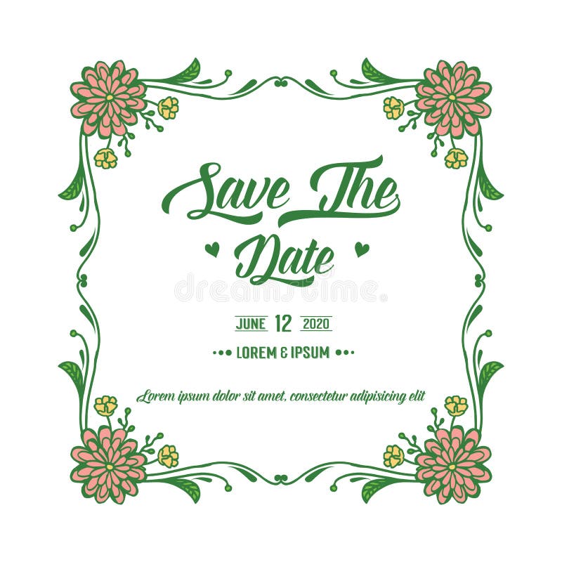 Lettering Save the Date, with Pattern of Vintage Colorful Flower Frame ...