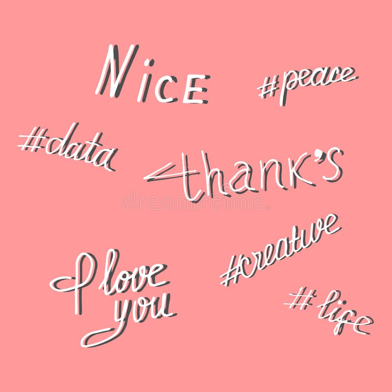 Lettering with Shadow Hand Draw on the Pink Background. Vector Stock ...