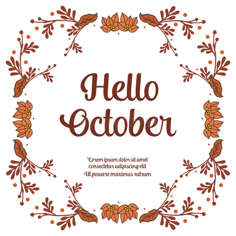 Lettering Silhouette Hello October with Various Shape Pattern of Leaf ...