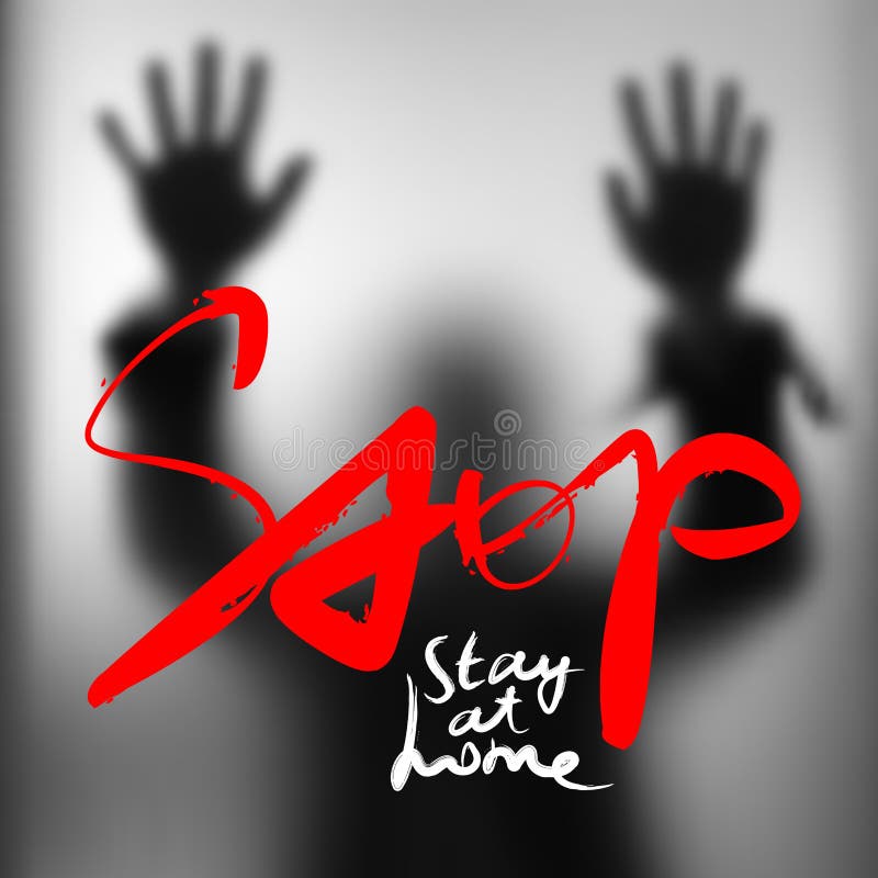 Lettering Stay at Home on Abstract Background. Stock Vector ...