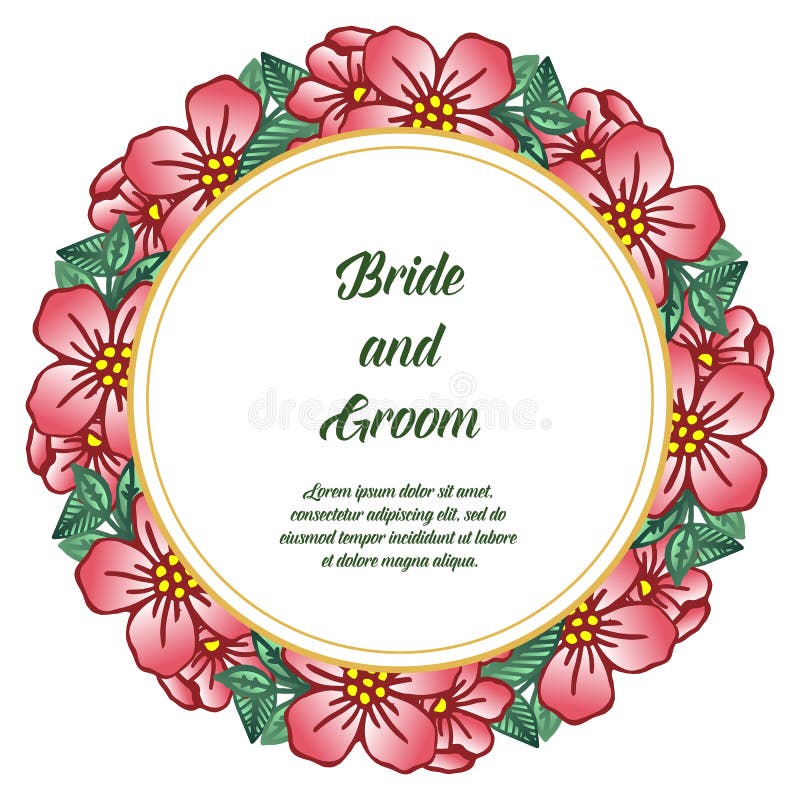 Lettering Text of Bride and Groom, with Pattern Design Leaf Flower ...