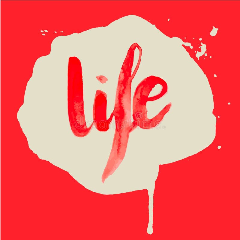 Lettering Watercolor Red Life Stock Illustration - Illustration of ...