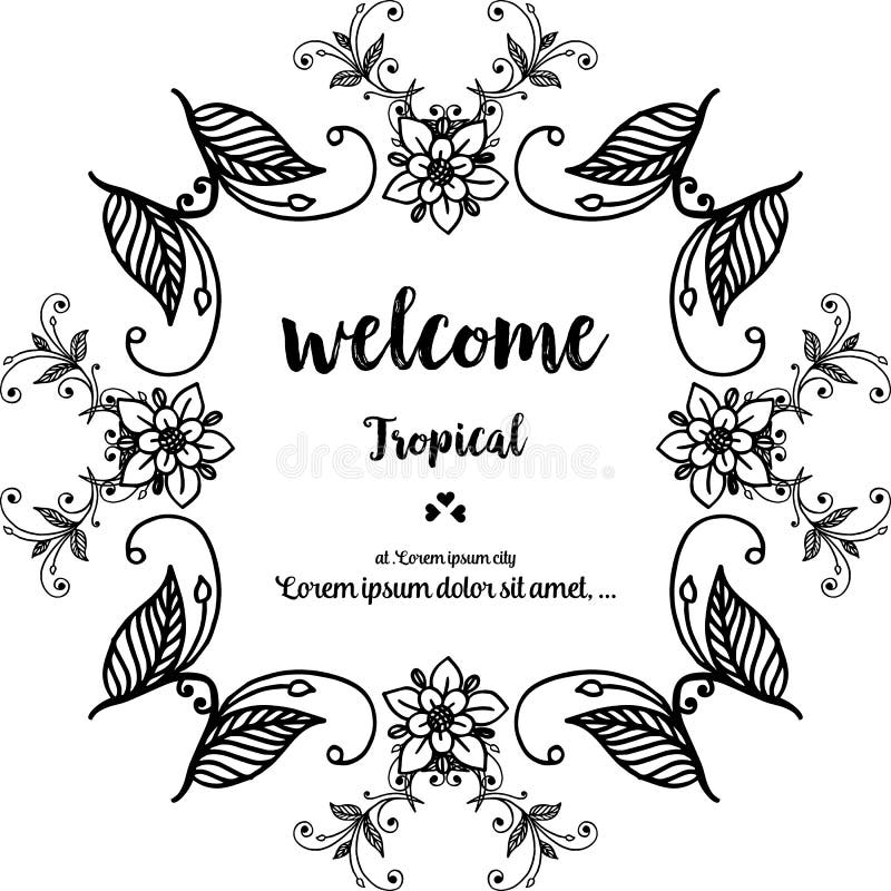 Lettering Welcome Tropical for Greeting Card, Various Flower. Vector ...