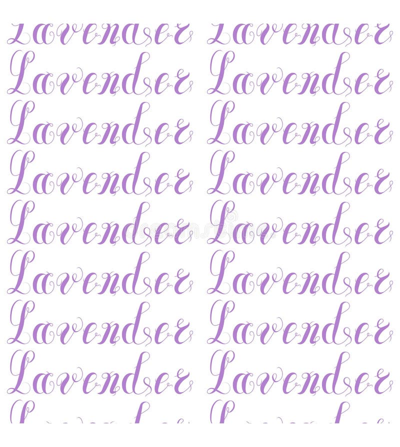 Lettering of the Word Lavender. Cursive. Seamless Pattern Stock ...